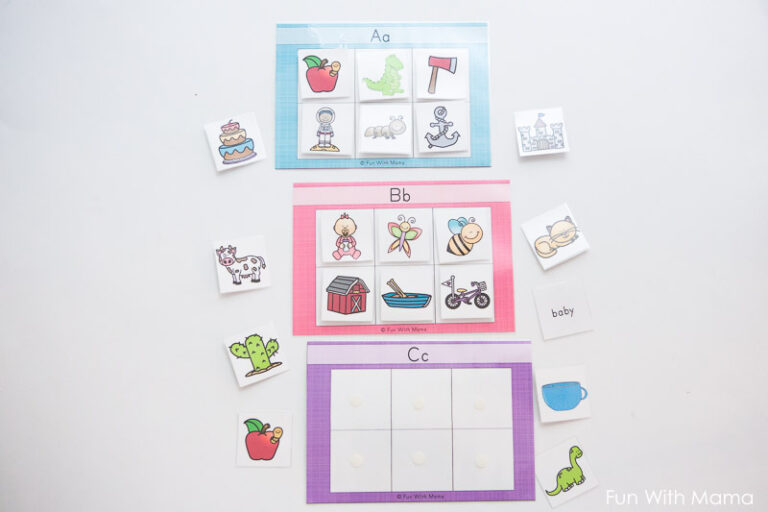Alphabet Letter Mats - Beginning Sound Match - Fun with Mama Shop
