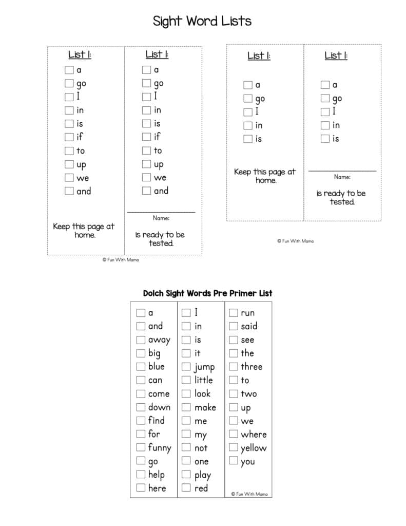 Read Build Write Sight Words Worksheets - Pre Primer Sight Word ...