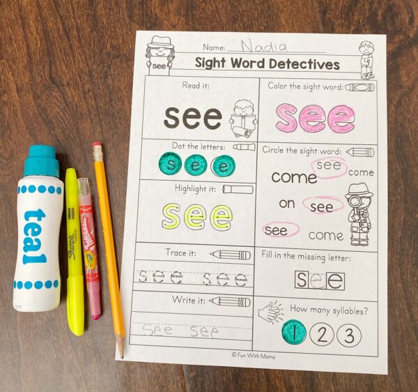 Read Build Write Sight Words Worksheets - Pre Primer Sight Word ...
