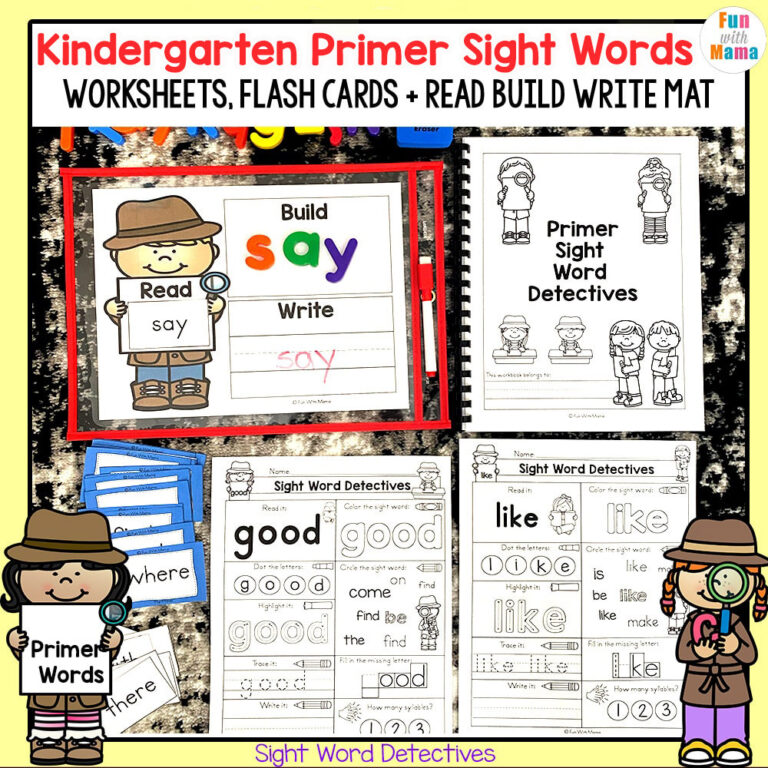 Kindergarten Sight Word Worksheets + Activities - Fun with Mama Shop