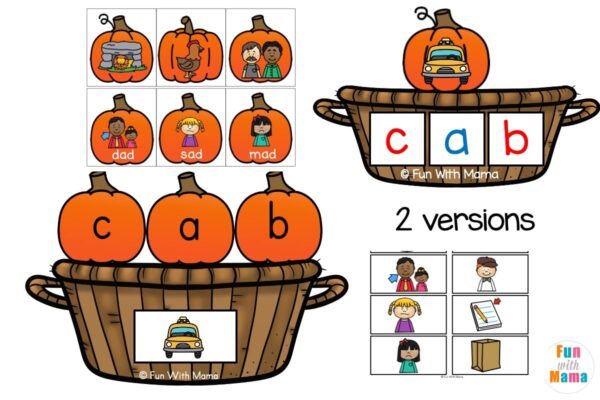 Pumpkin Literacy Activities | CVC Word Building - Fun with Mama Shop