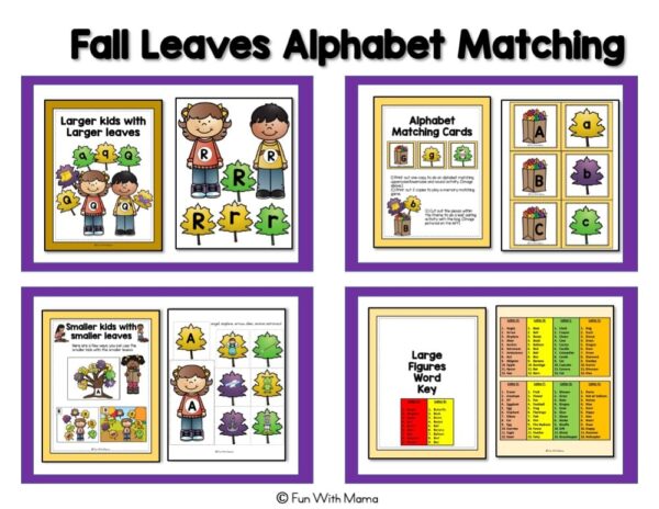 Fall Alphabet Matching Leaf Activities - Fun with Mama Shop