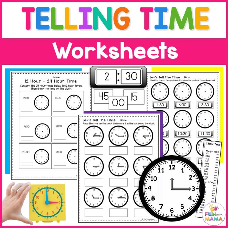 Telling Time Worksheets - Fun with Mama Shop