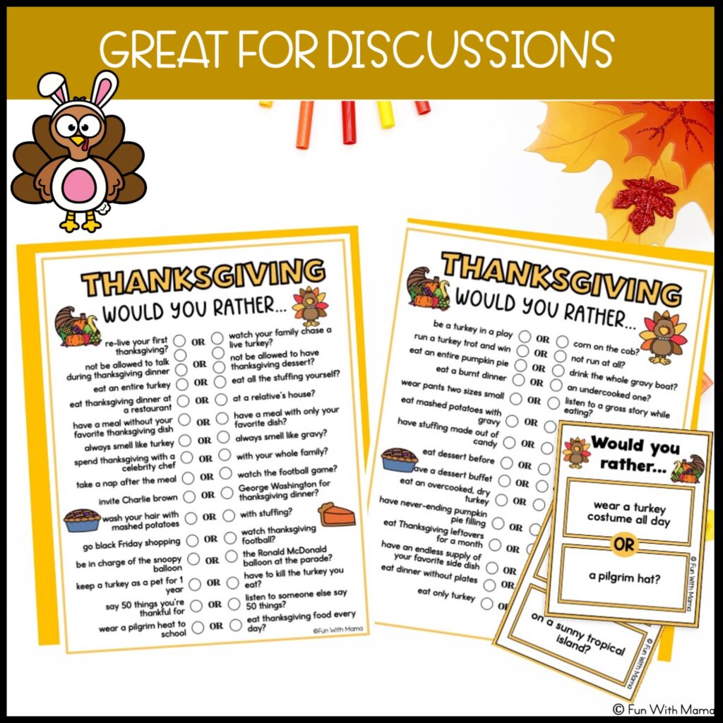 Thanksgiving Would You Rather Questions - Fun with Mama Shop
