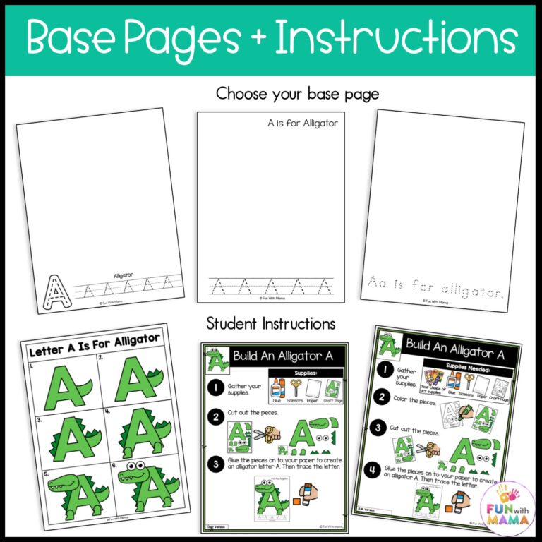 Letter A Craft Uppercase Alligator - Fun with Mama Shop