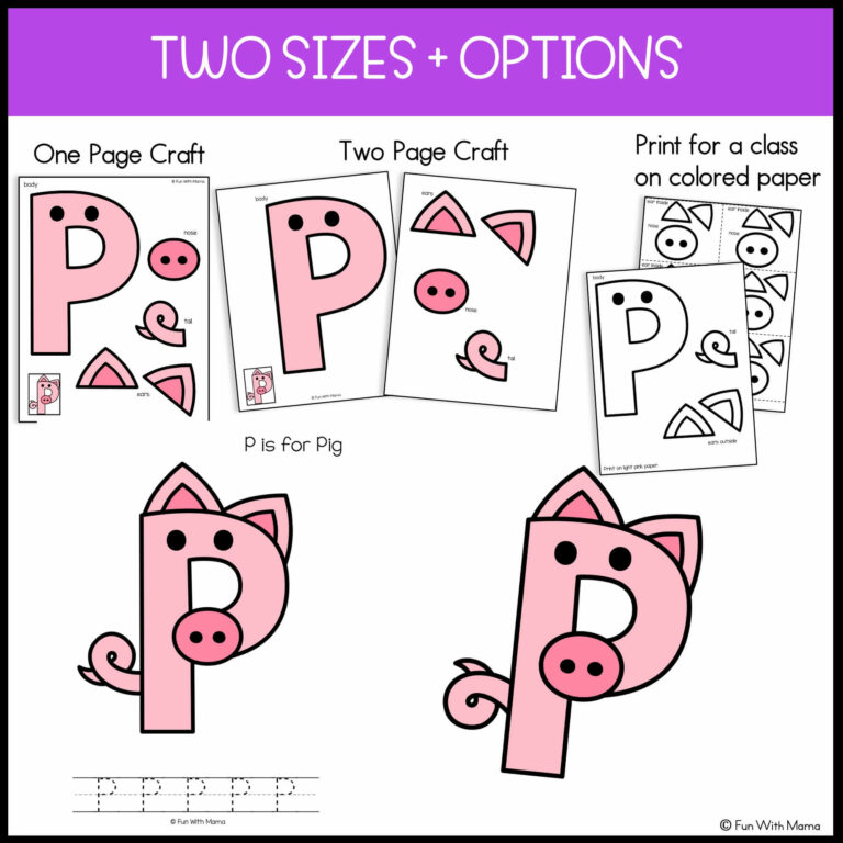 Letter P Craft Pig - Includes Poster, Coloring Pages, Base Pages + MORE ...