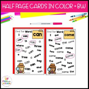 Sight Word Hunt Pre Primer Words - Fun with Mama Shop