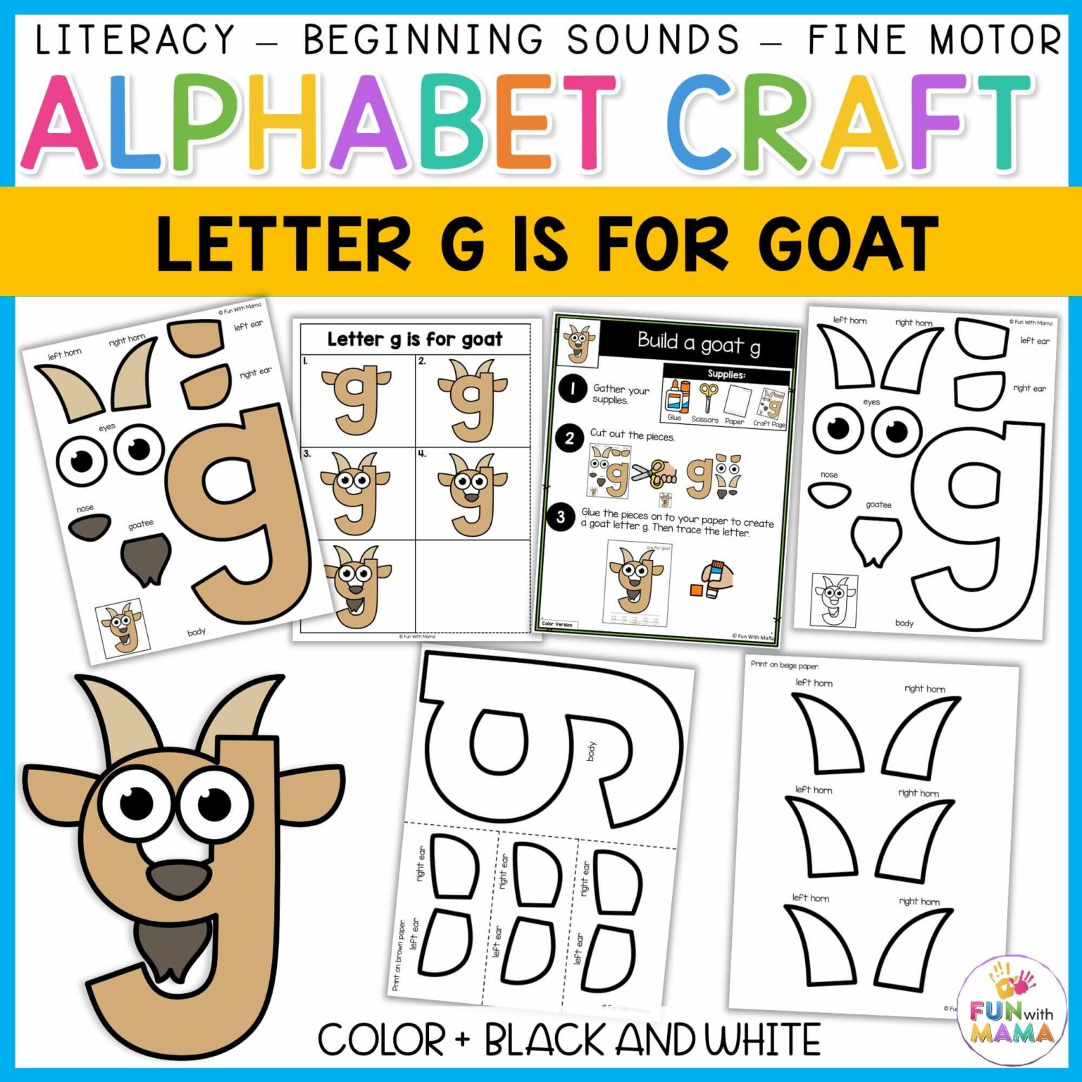 Letter G Craft - Lowercase Goat - Fun with Mama Shop