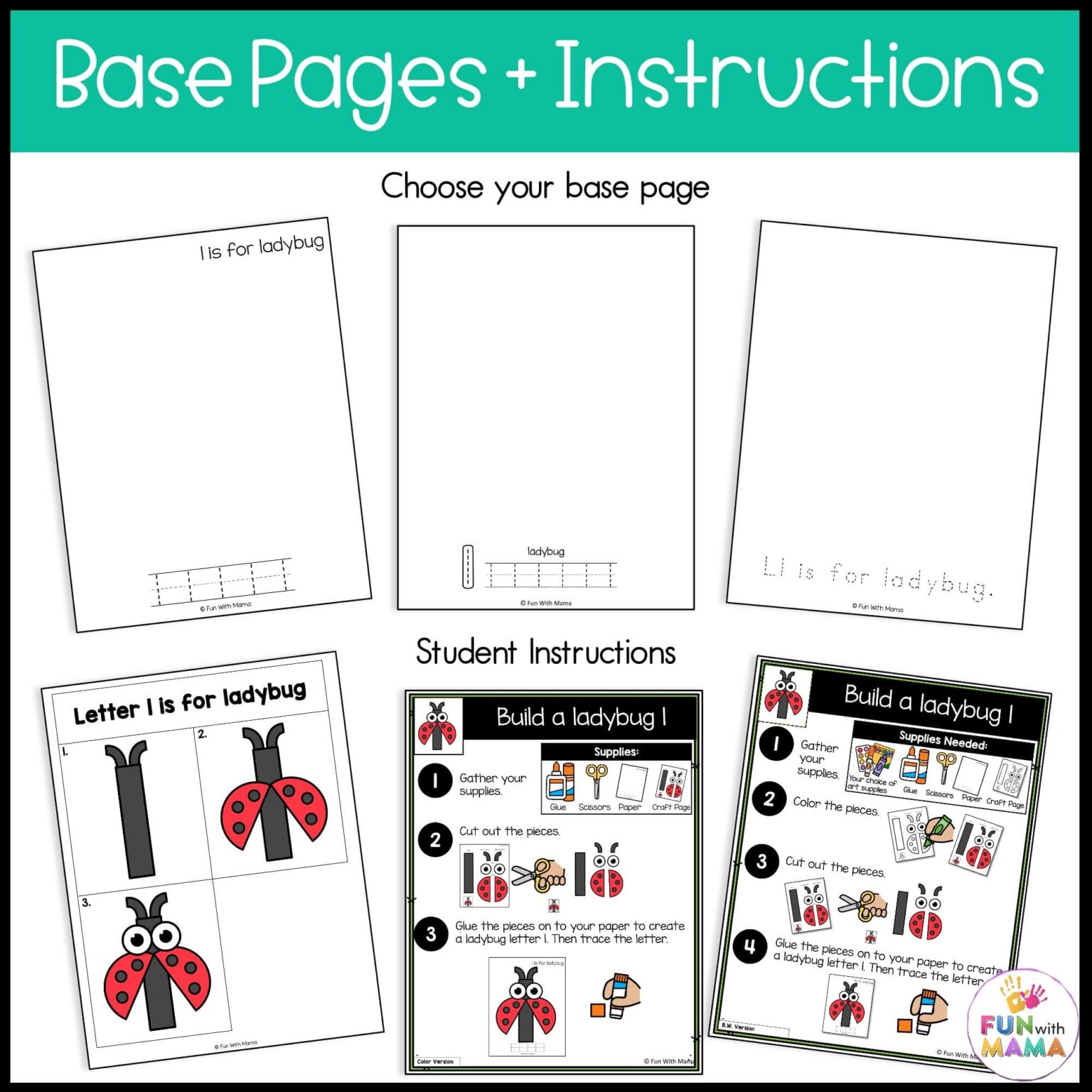 Letter L Craft - Lowercase Ladybug - Fun with Mama Shop