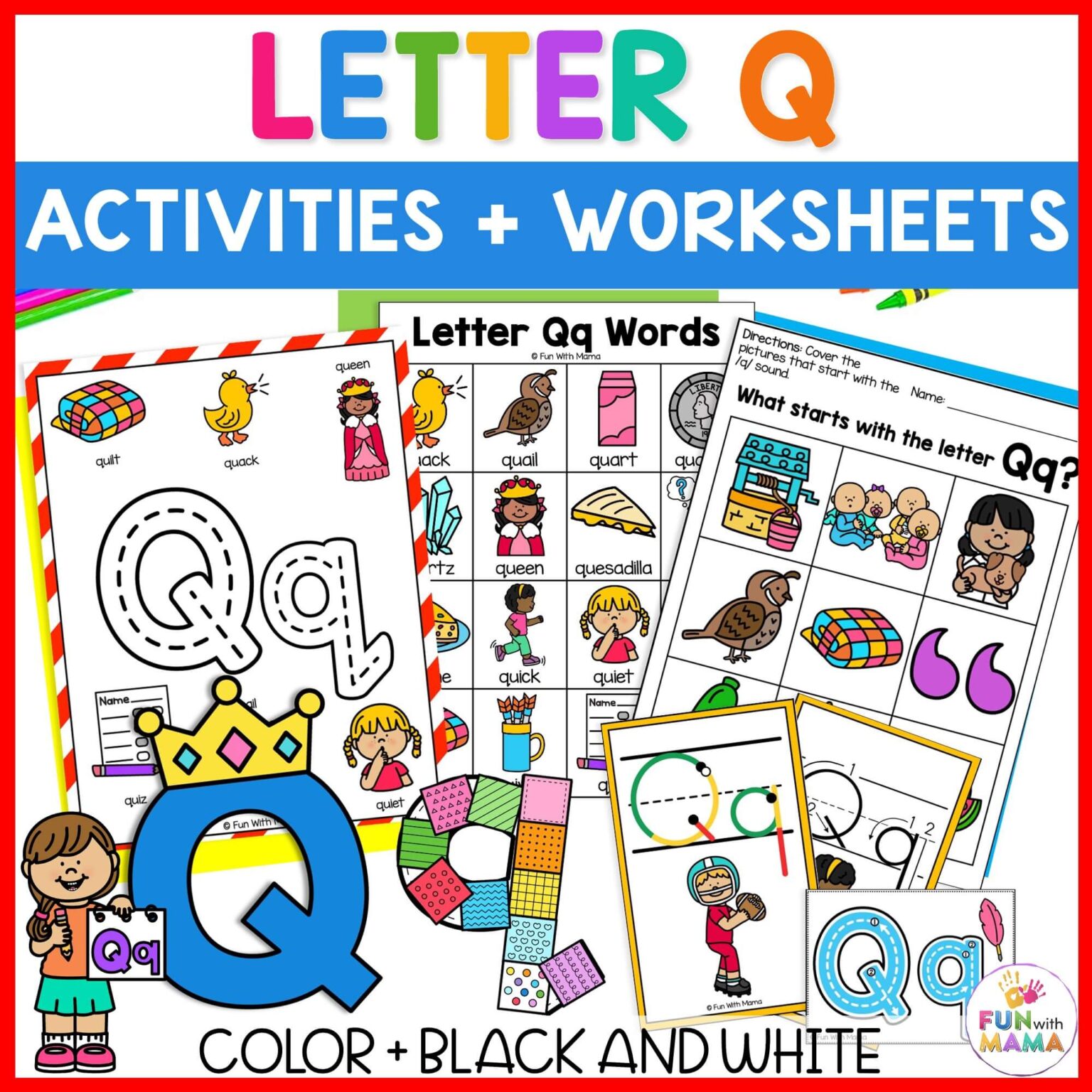 Letter Q Activities + Worksheets Pack - Fun with Mama Shop