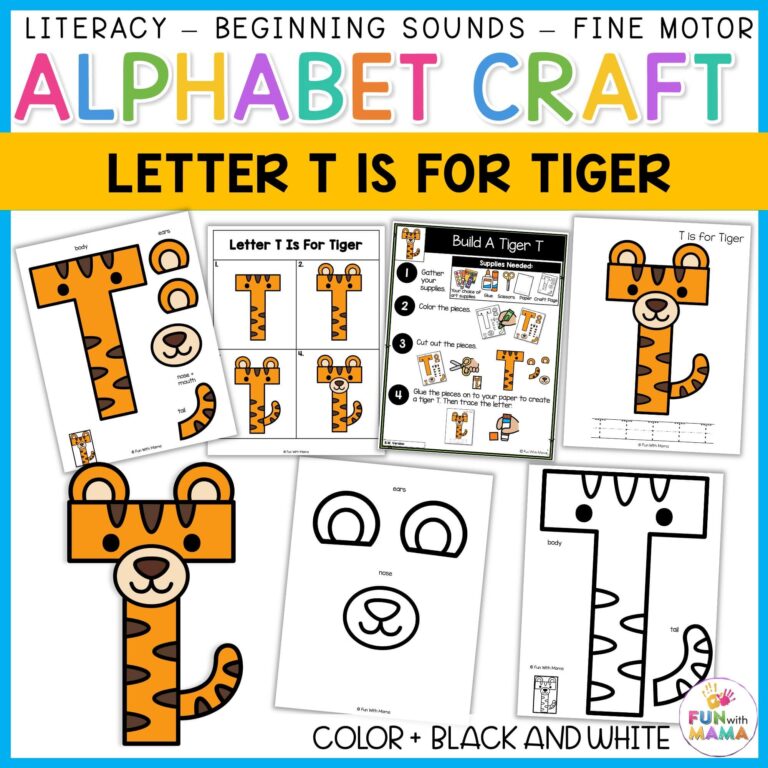 Letter T Craft Uppercase Tiger - Fun with Mama Shop