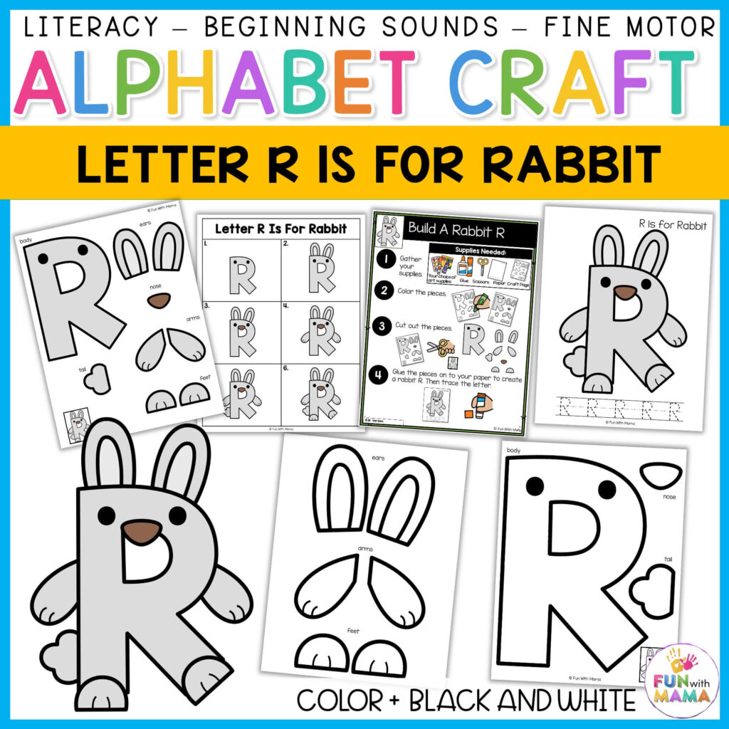 Letter R Craft Uppercase Rabbit - Fun with Mama Shop