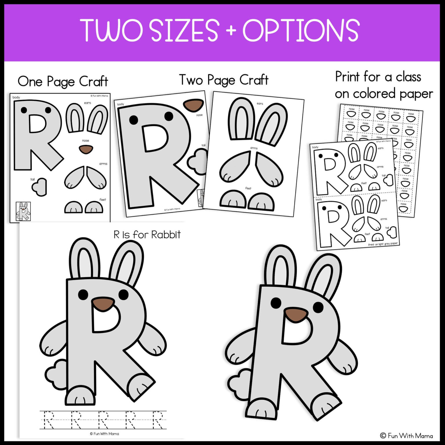 Letter R Craft Uppercase Rabbit - Fun with Mama Shop