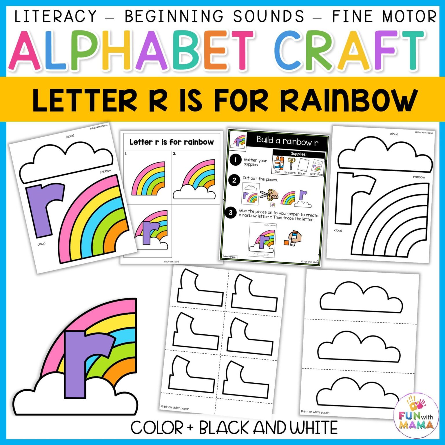 Letter r Craft Lowercase Rainbow - Fun with Mama Shop