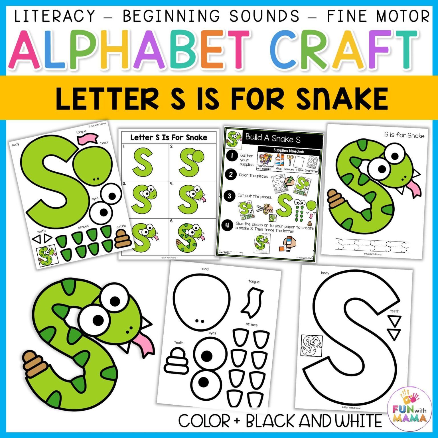 Letter S Craft Uppercase Snake - Fun with Mama Shop