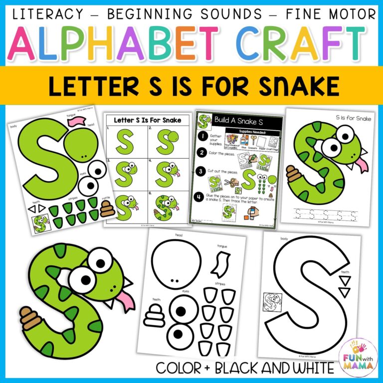 Letter S Craft Uppercase Snake - Fun with Mama Shop