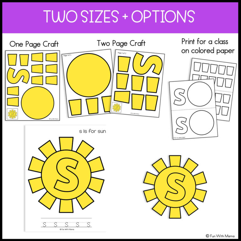 Letter s Craft Lowercase Sun - Fun with Mama Shop