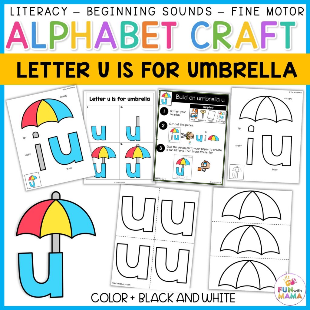 Letter U Craft Lowercase Umbrella - Fun with Mama Shop