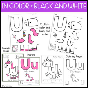 Letter U Craft Uppercase Unicorn - Fun with Mama Shop