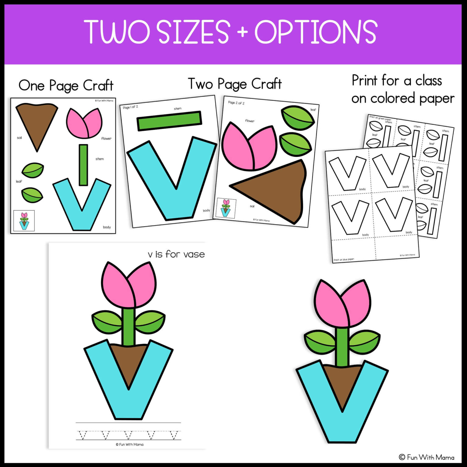 Letter V Craft Lowercase Vase - Fun with Mama Shop