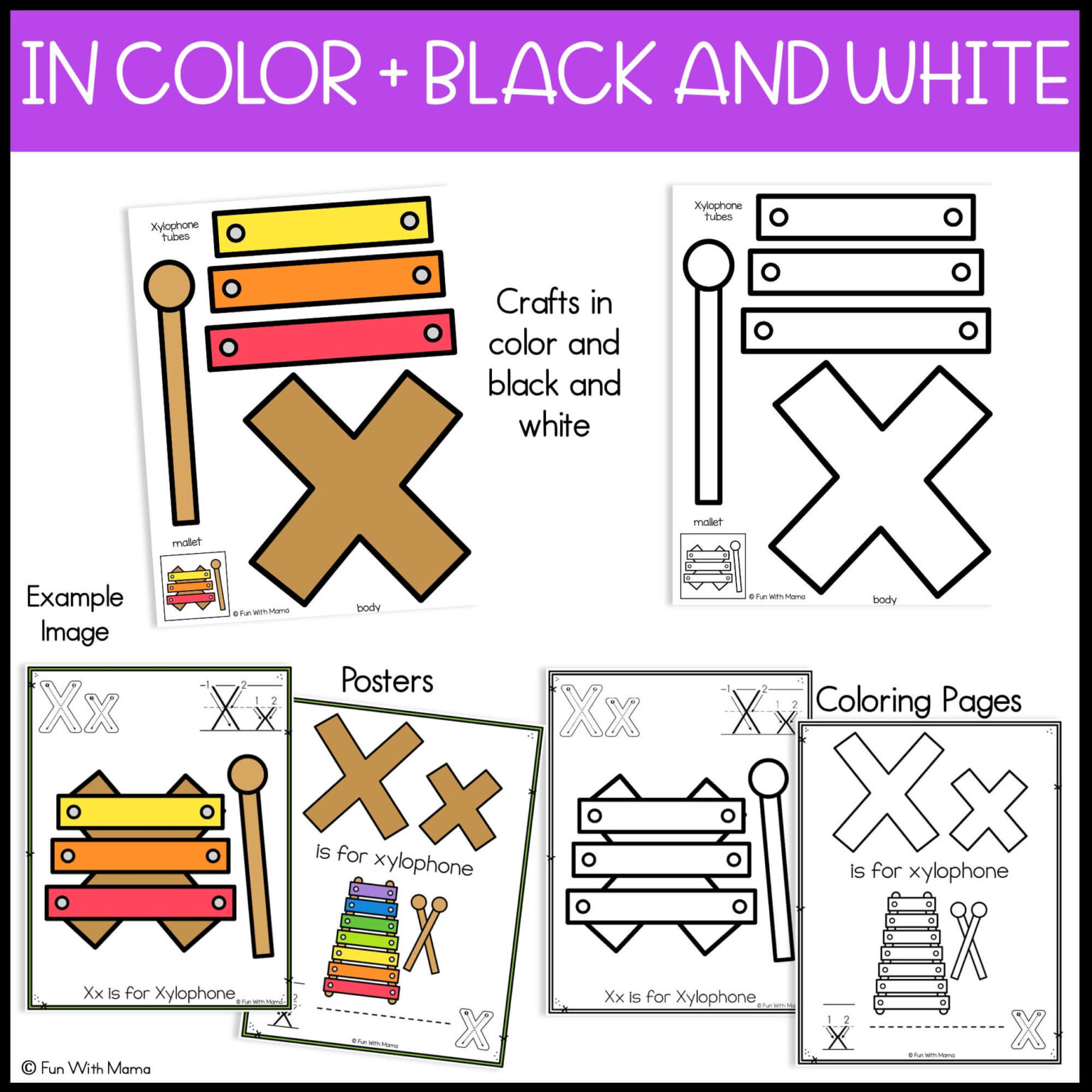Letter X Craft Lowercase Xylophone - Fun with Mama Shop