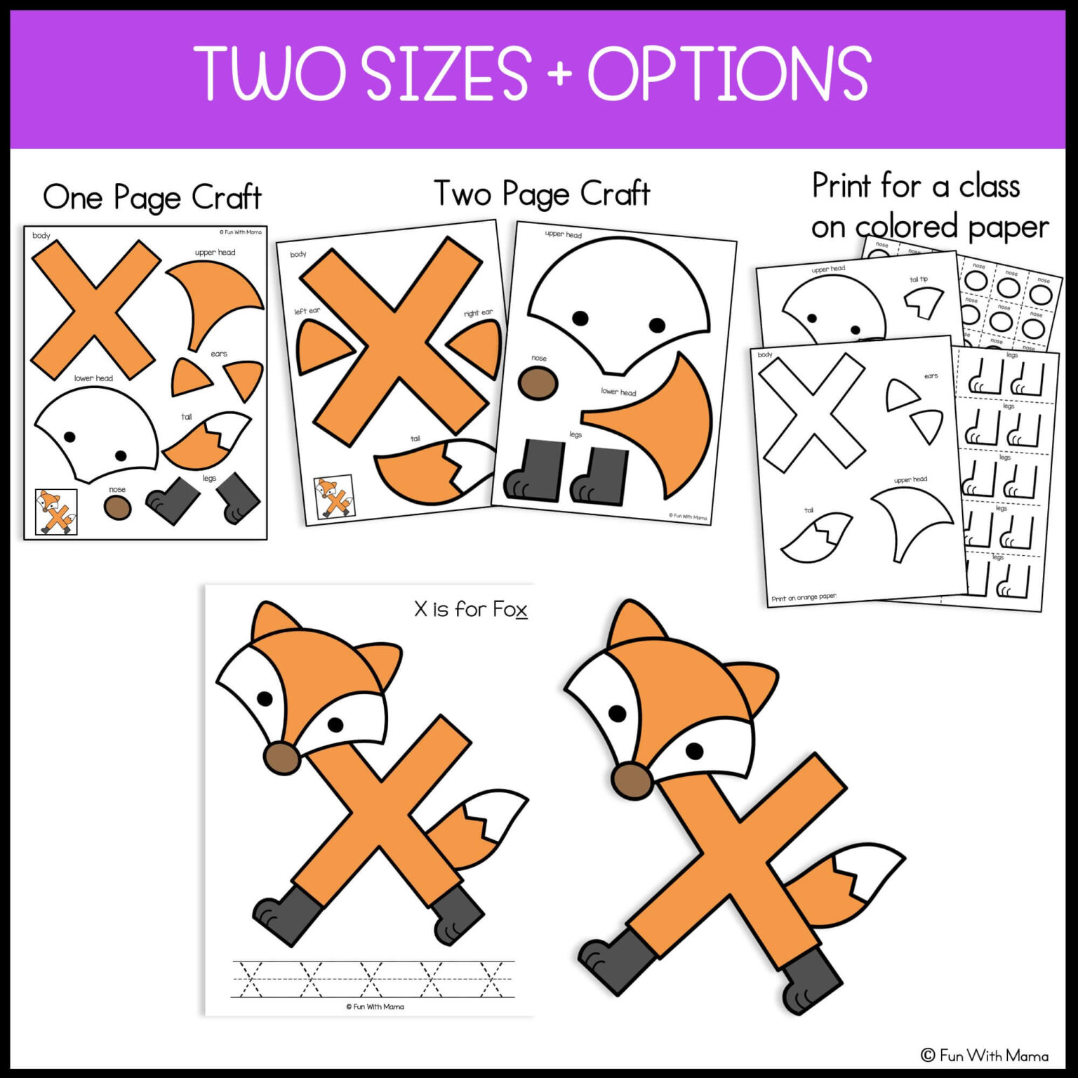 Letter X Craft Fox - Fun with Mama Shop