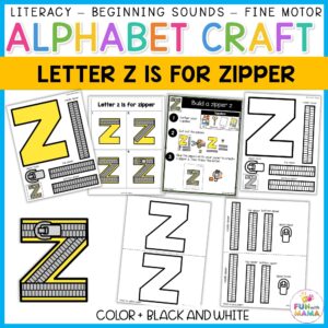 Letter Z Craft Lowercase Zipper - Fun with Mama Shop