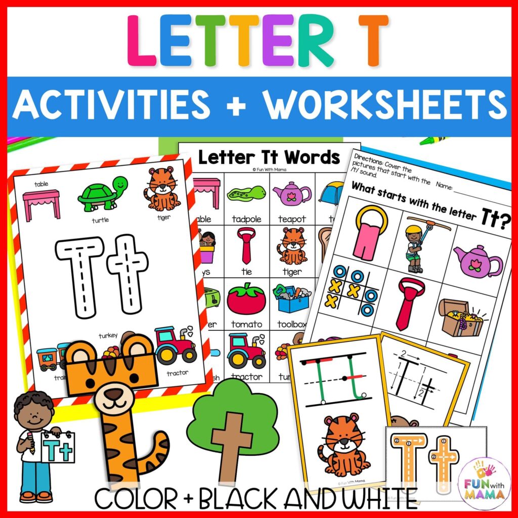 Letter T Activities + Worksheets - Fun with Mama Shop