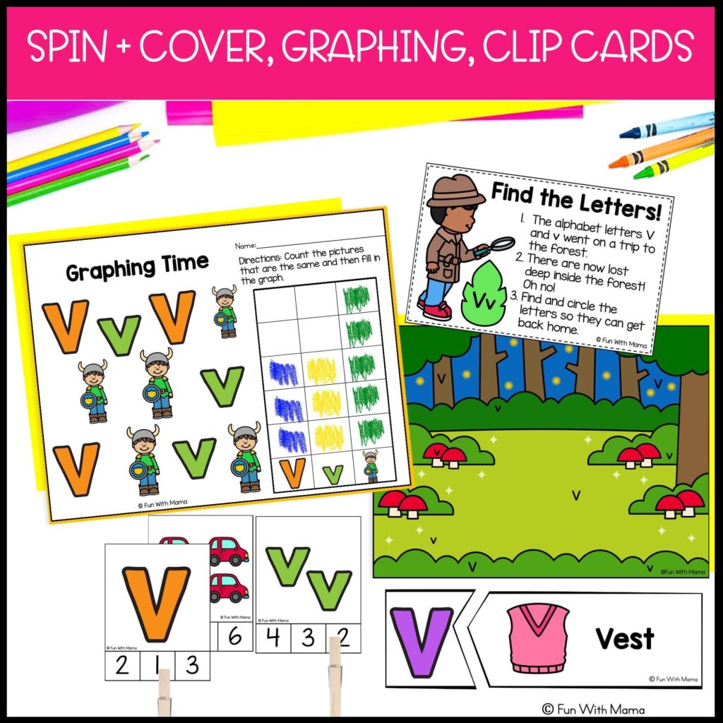 Letter V Activities + Worksheets - Fun with Mama Shop