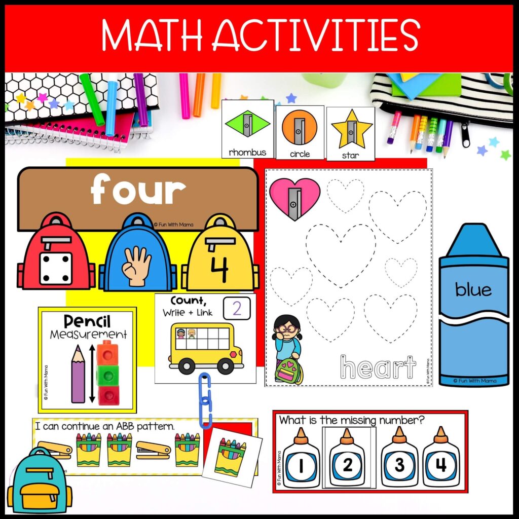 Back To School Supplies Activities Pack - Fun with Mama Shop