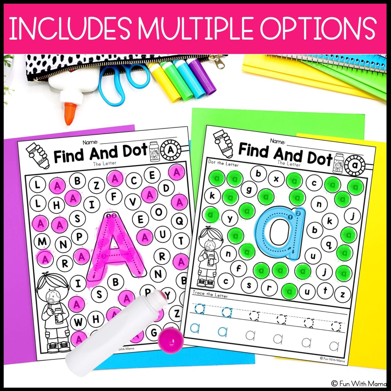 Alphabet Find + Dot Worksheets - Fun with Mama Shop