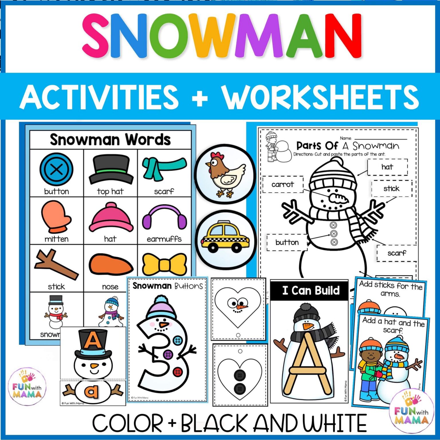 Snowman Activities Pack - Fun with Mama Shop