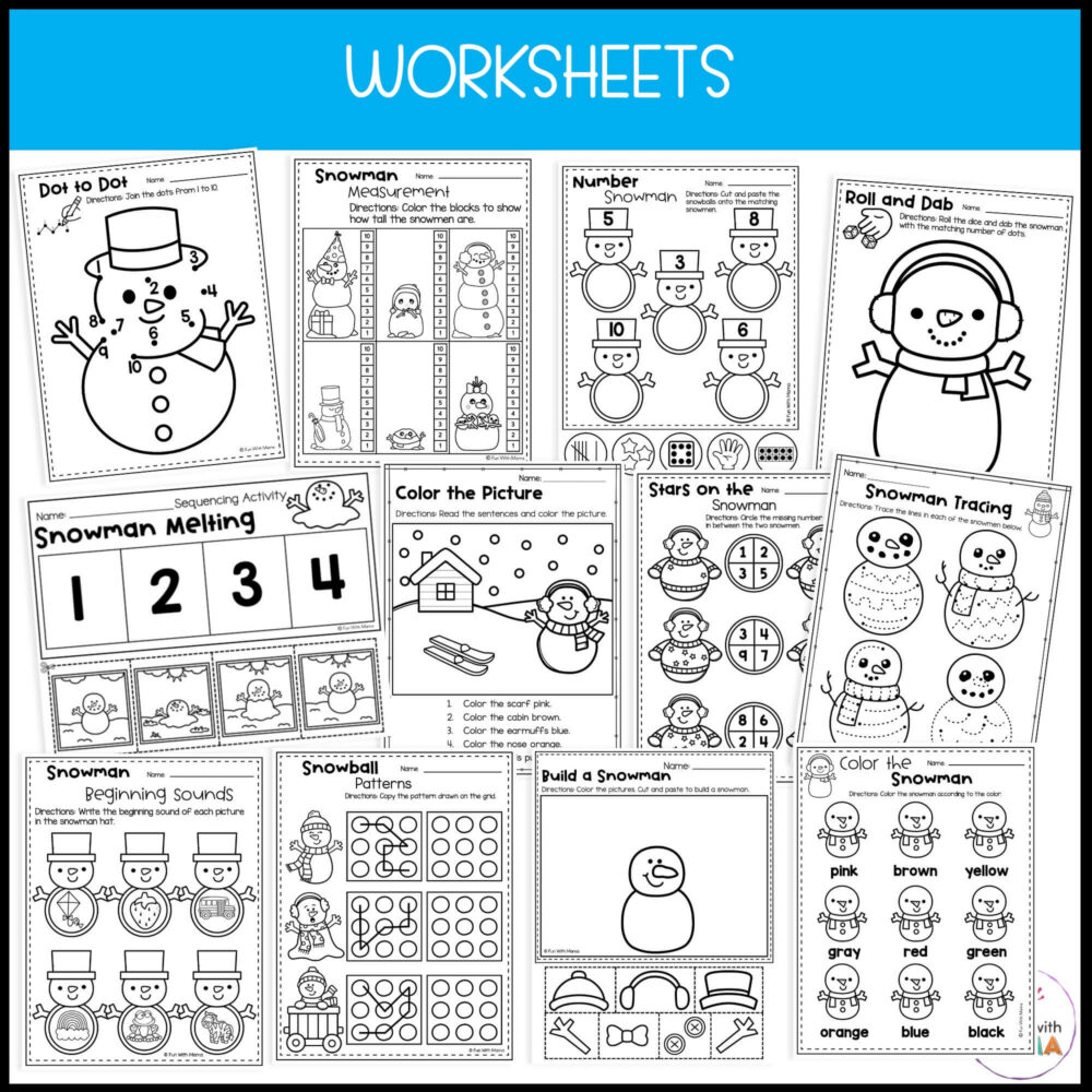 Snowman Activities Pack - Fun with Mama Shop