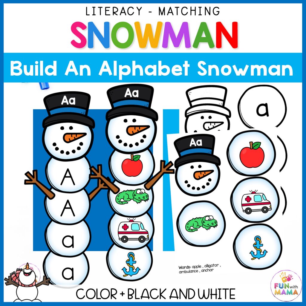 Build A Snowman Alphabet Matching - Fun with Mama Shop